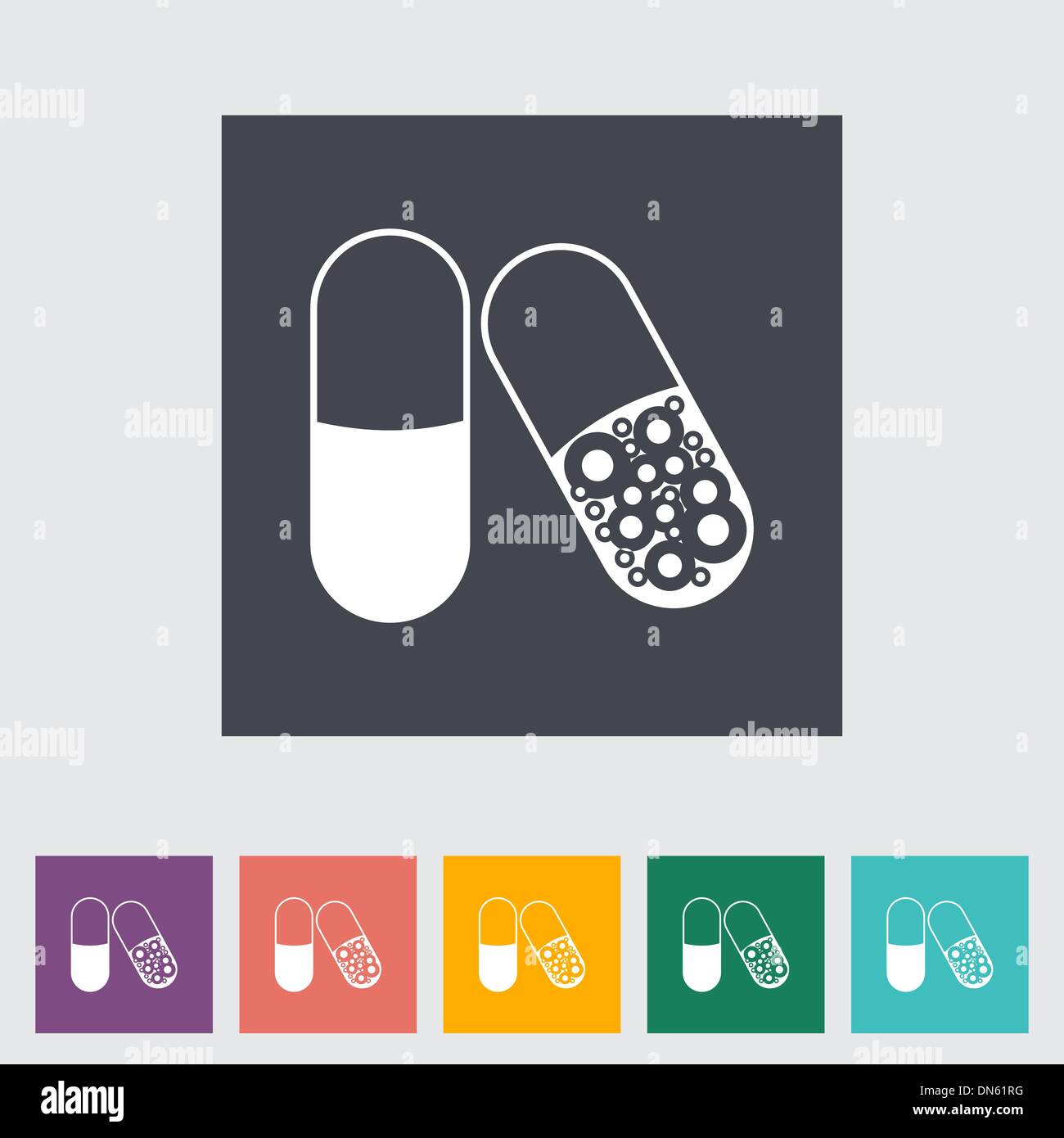 Prescription capsule icon flat hi-res stock photography and images - Alamy