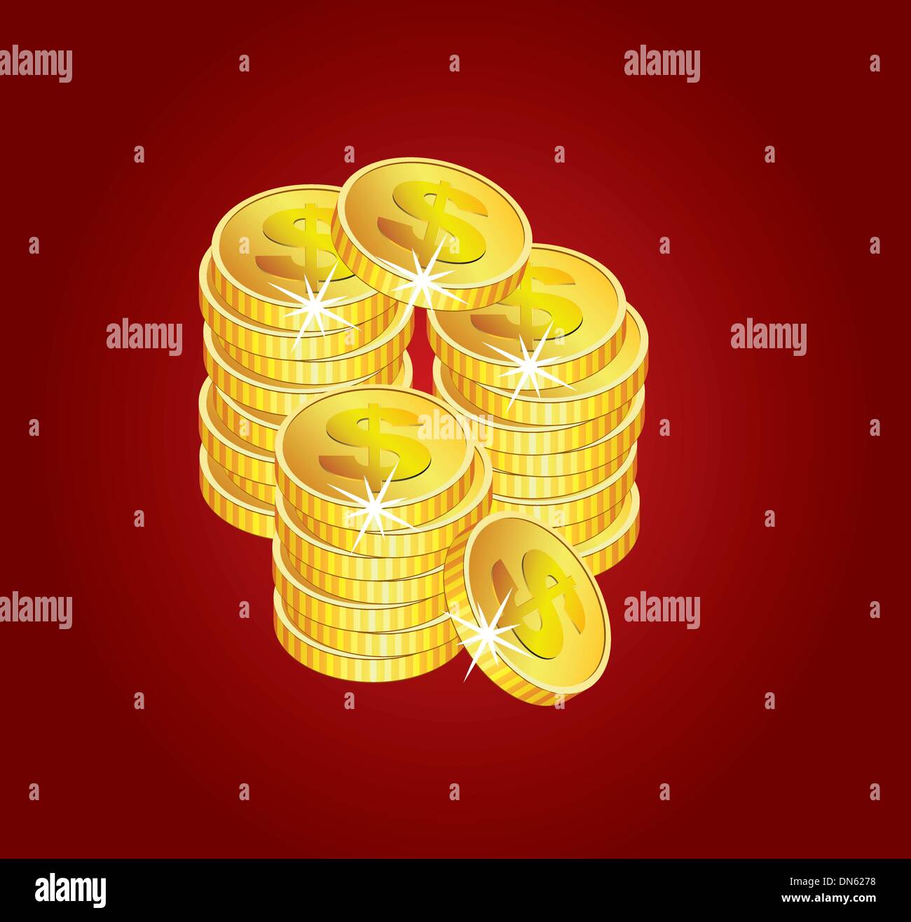 vector golden coins on red background Stock Vector Image & Art - Alamy