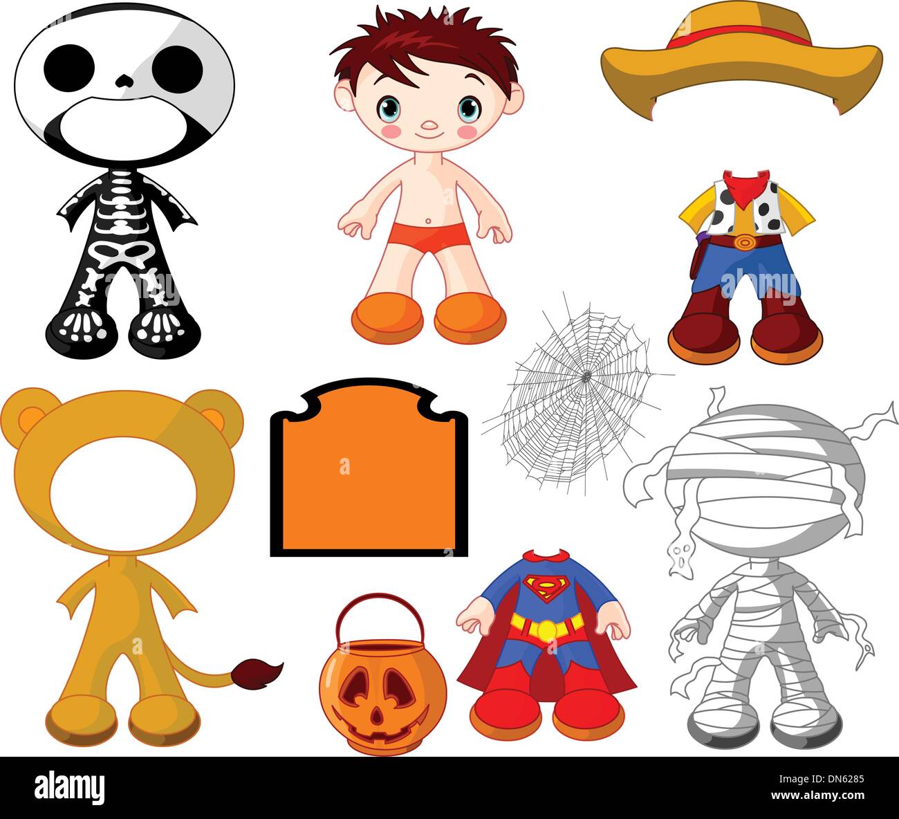Boy with costumes for Halloween Party Stock Vector Image & Art - Alamy