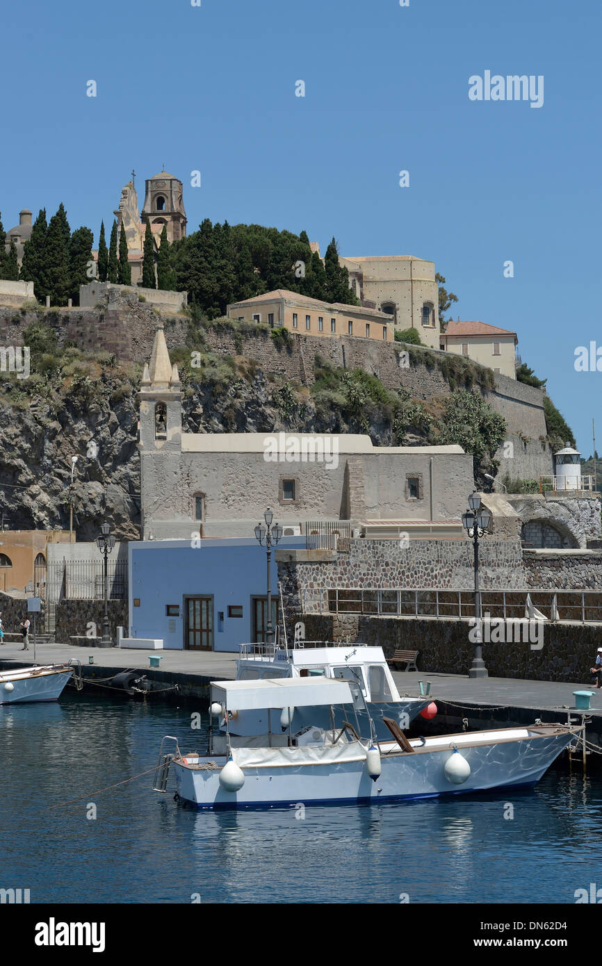 Harbor of Lipari town, Lipari island, UNESCO World Heritage site ...