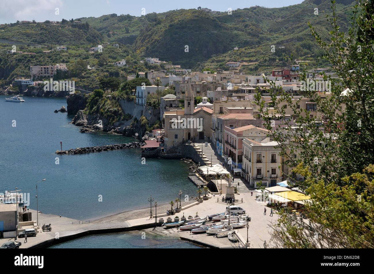 Harbor of Lipari town, Lipari island, UNESCO World Heritage site ...