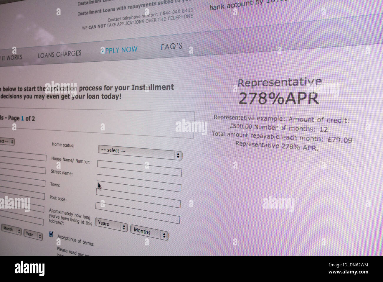 Screenshot of ResetLoans website showing high interest of 278% APR on ...