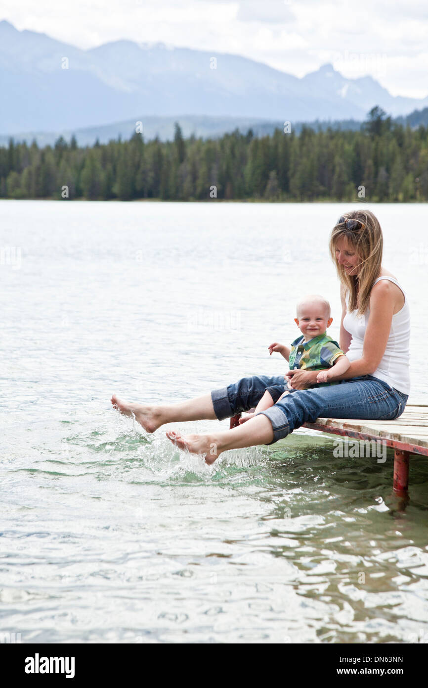 Mother baby boy lake hi-res stock photography and images - Alamy