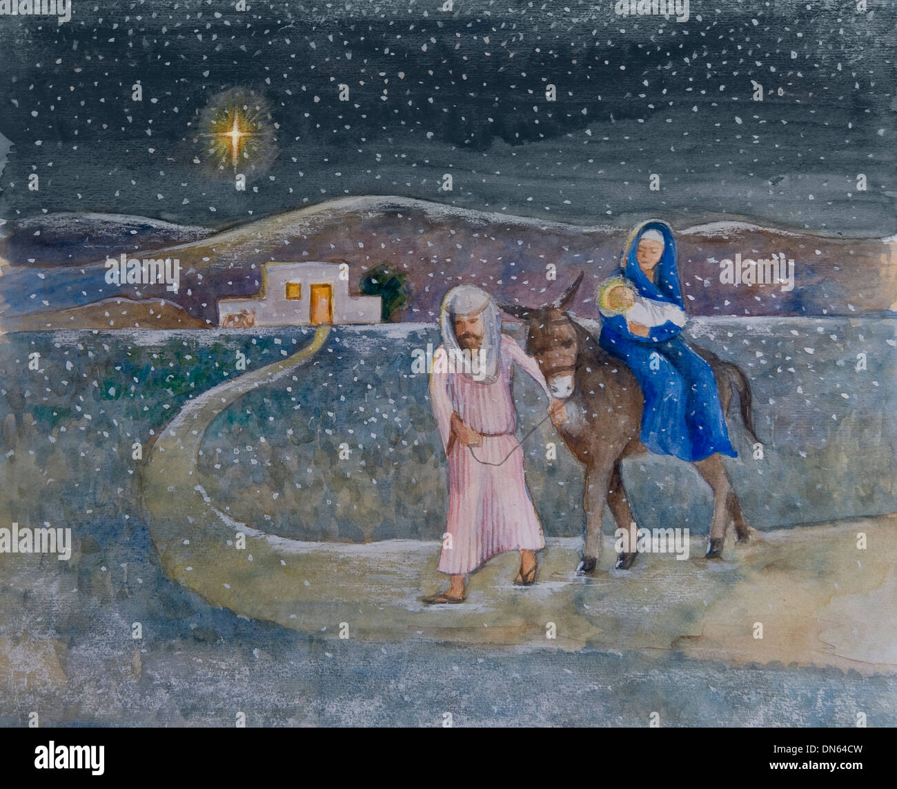 Mary joseph jesus and donkey hi-res stock photography and images - Alamy