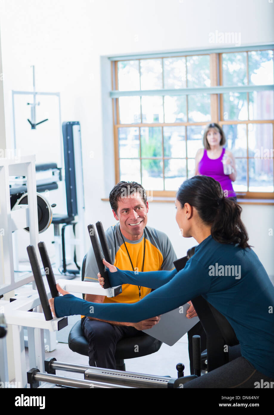 Female personal trainer talking woman hi-res stock photography and ...