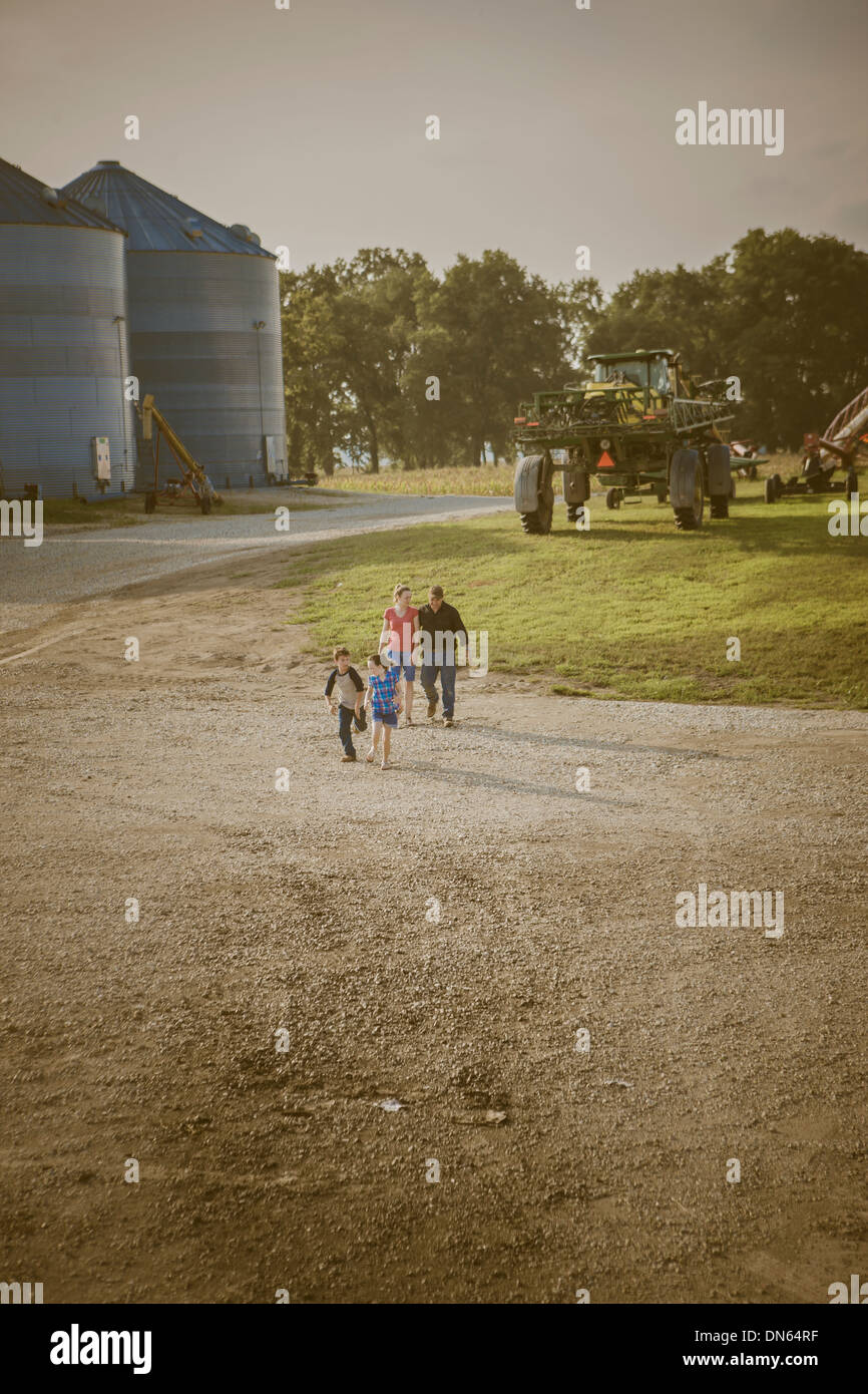 Caucasian family walking on farm Stock Photo - Alamy