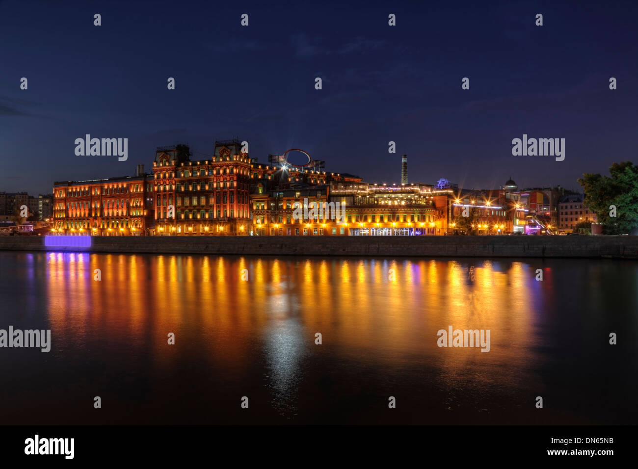 City skyline illuminated at night, Moscow, Russia Stock Photo - Alamy