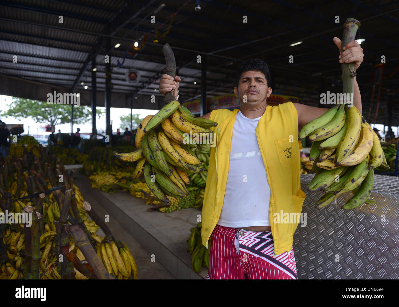 Bananas are stacked at the banana market in Manaus, Brazil, 11 December ...