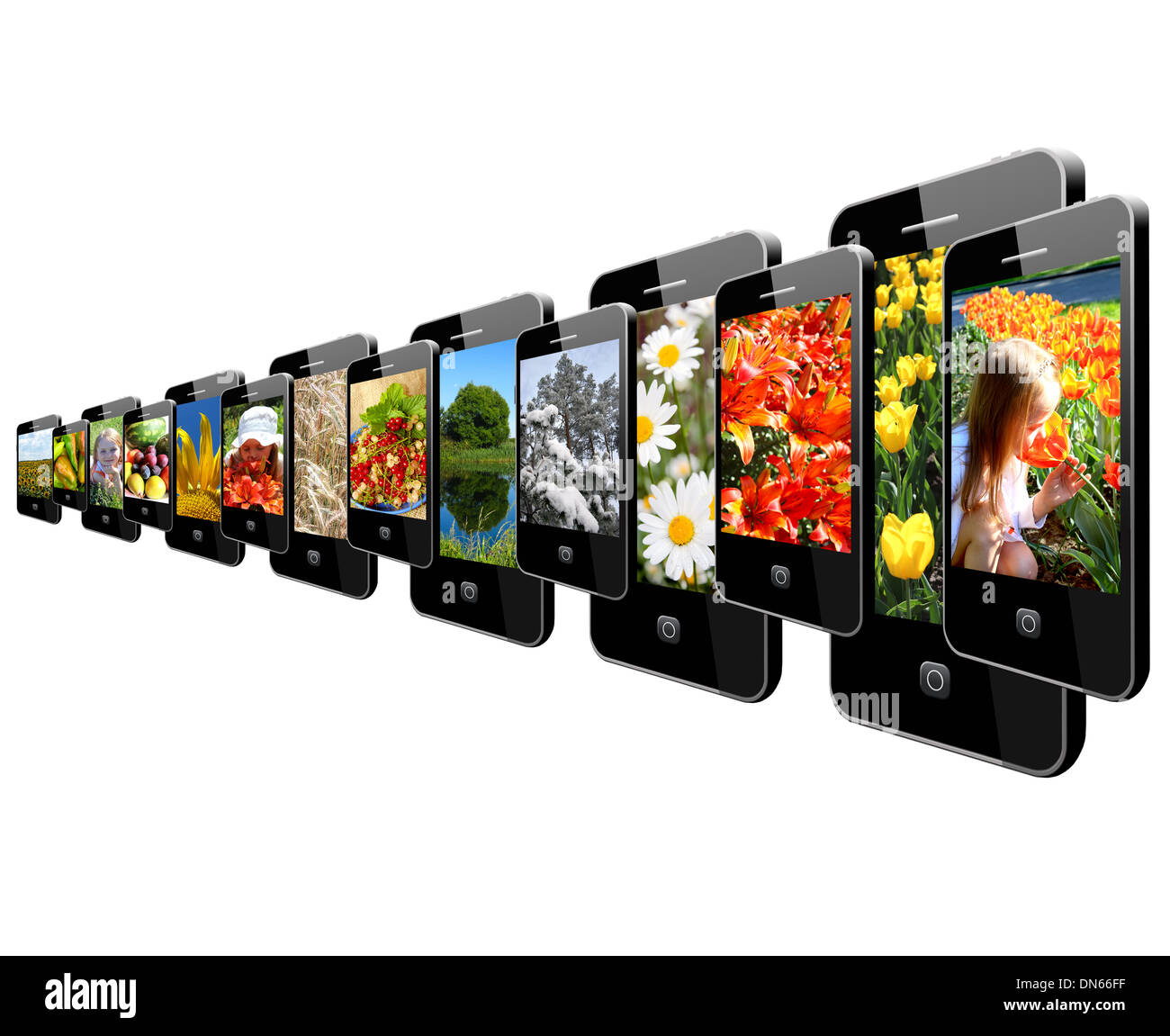 modern mobile phones with different images of texture Stock Photo - Alamy