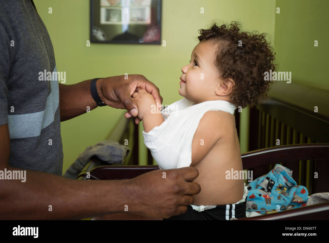 Boy getting dressed morning hi-res stock photography and images - Alamy