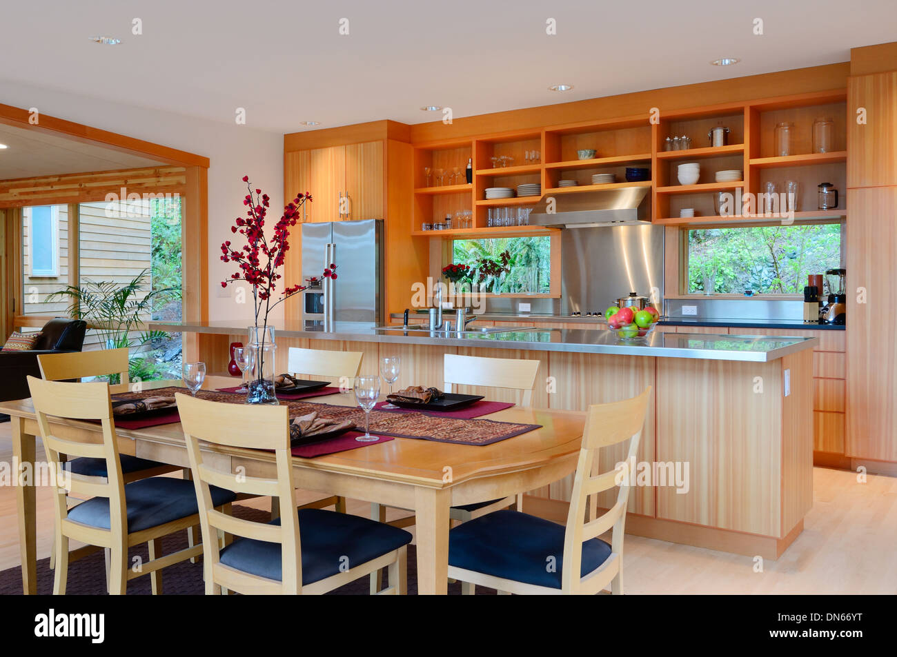 Table and chairs in kitchen Stock Photo - Alamy