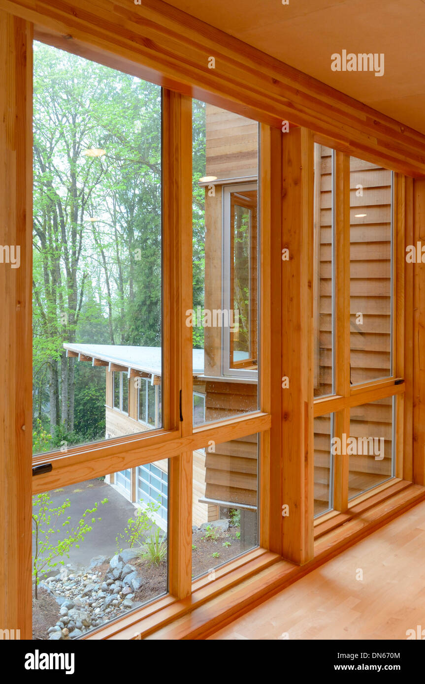 Glass windows in modern home Stock Photo - Alamy