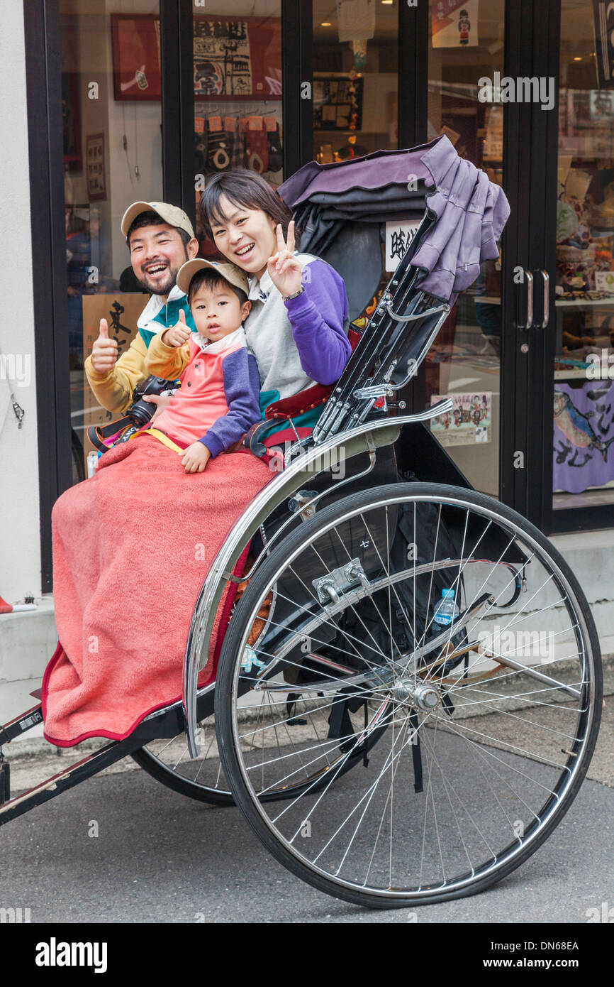 Japan, Honshu, Kanto, Tokyo, Asakusa, Family in Rickshaw Stock Photo ...