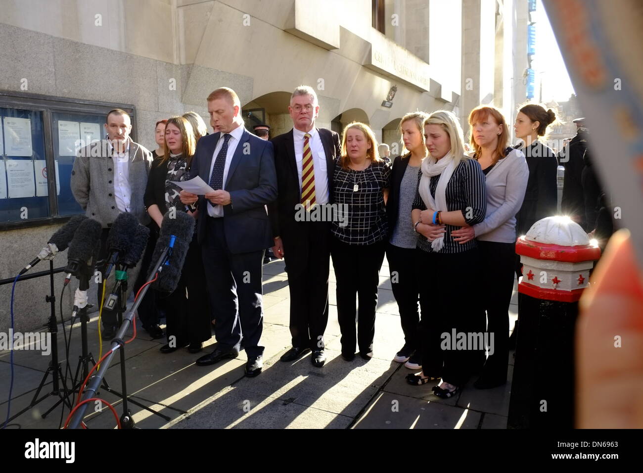 London, UK. 19th Dec, 2013. The family of Lee Rigby, including his ...
