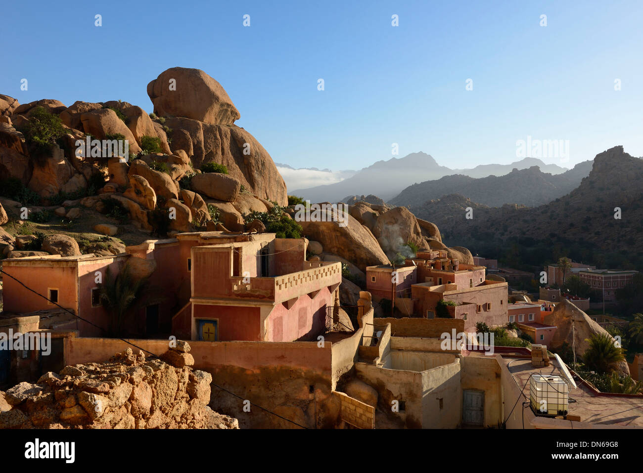 Morocco, granite rock near the village of Adai close to Tafraoute in ...