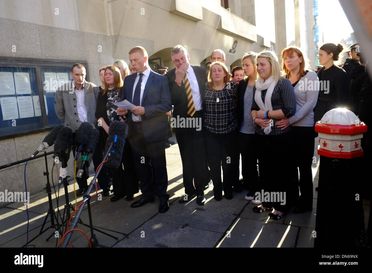 London, UK. 19th Dec, 2013. The family of Lee Rigby, including his ...