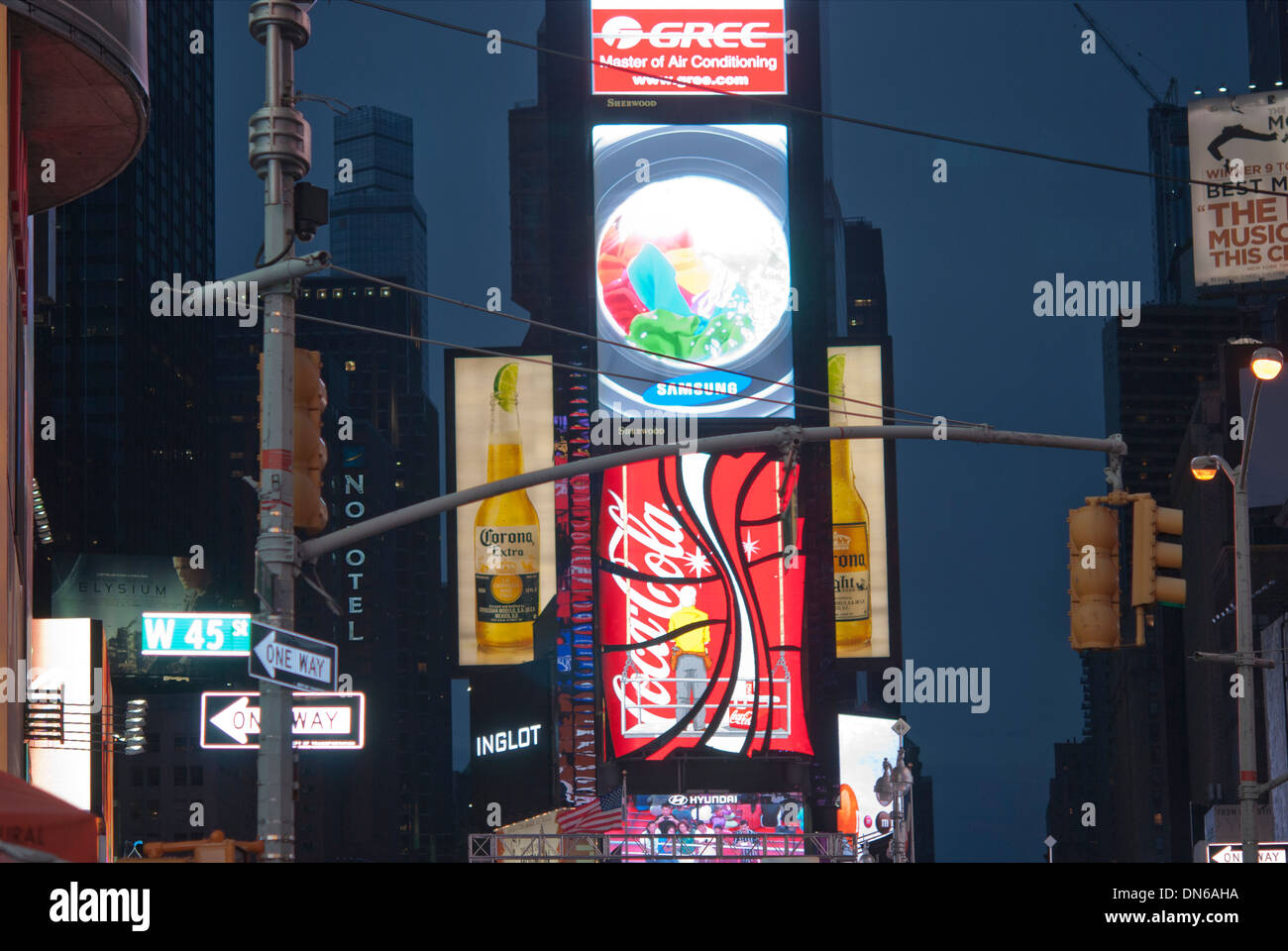 Street signs on Times Square in New York Stock Photo - Alamy