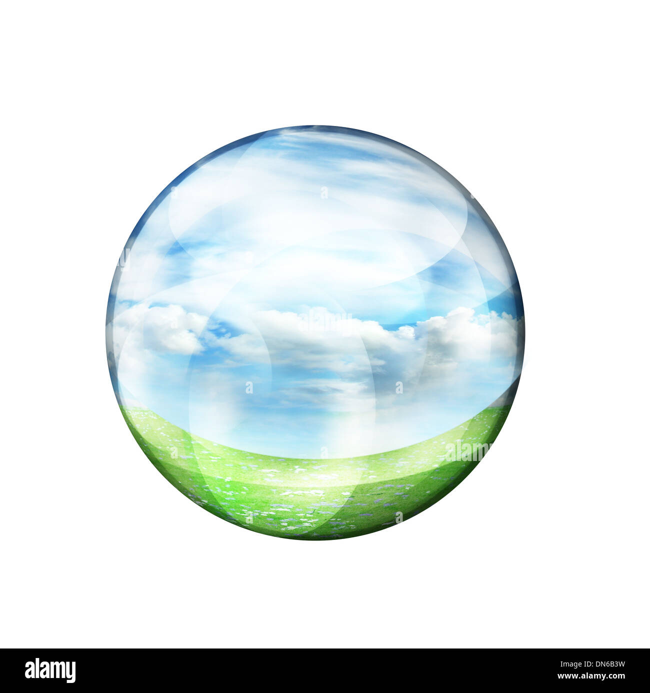 green blue clear ball on white background Stock Photo - Alamy