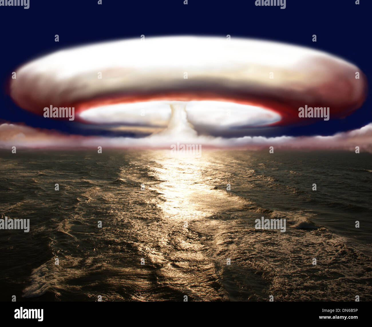 explosion of nuclear bomb over sea Stock Photo - Alamy