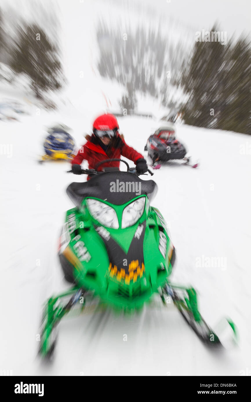 Snowmobile in Vallnord sky resort. Andorra Stock Photo - Alamy