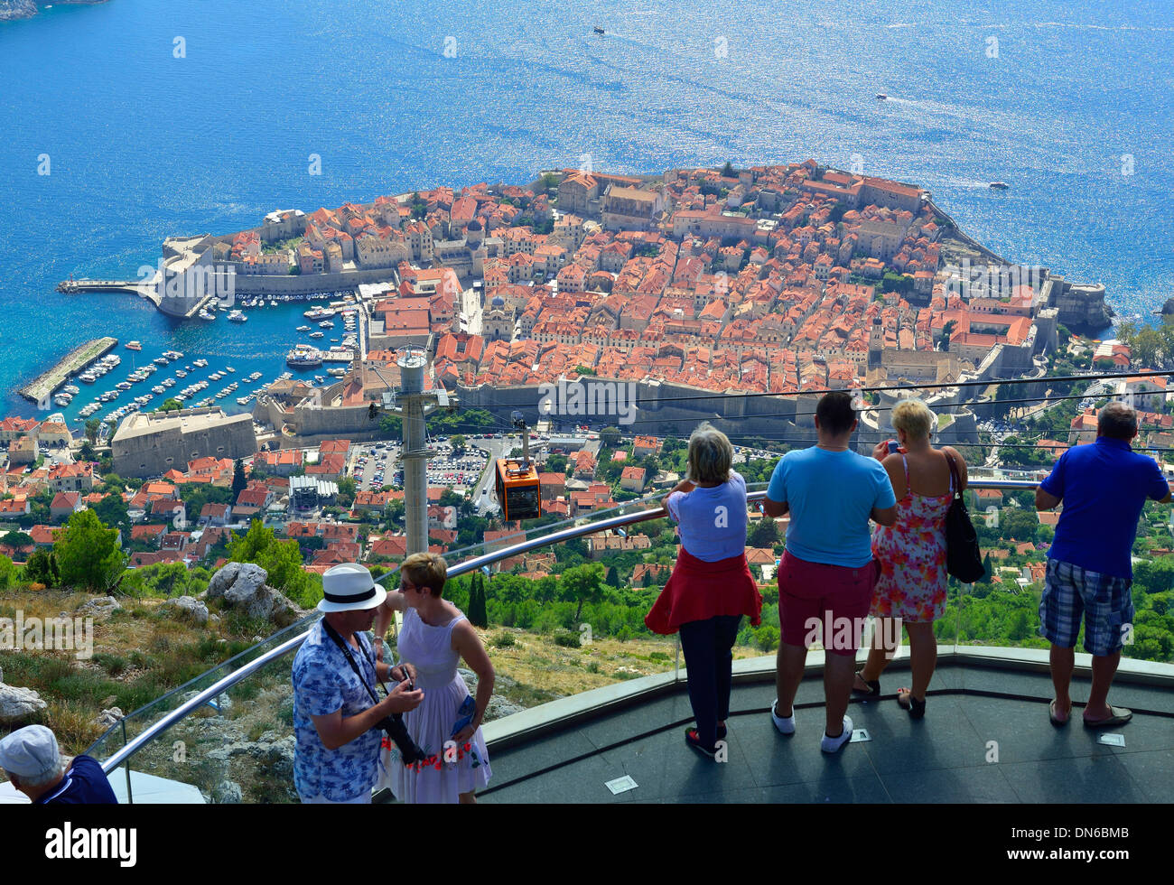 Dubrovnik - panoramic view looking down to the fortified walls of the ...