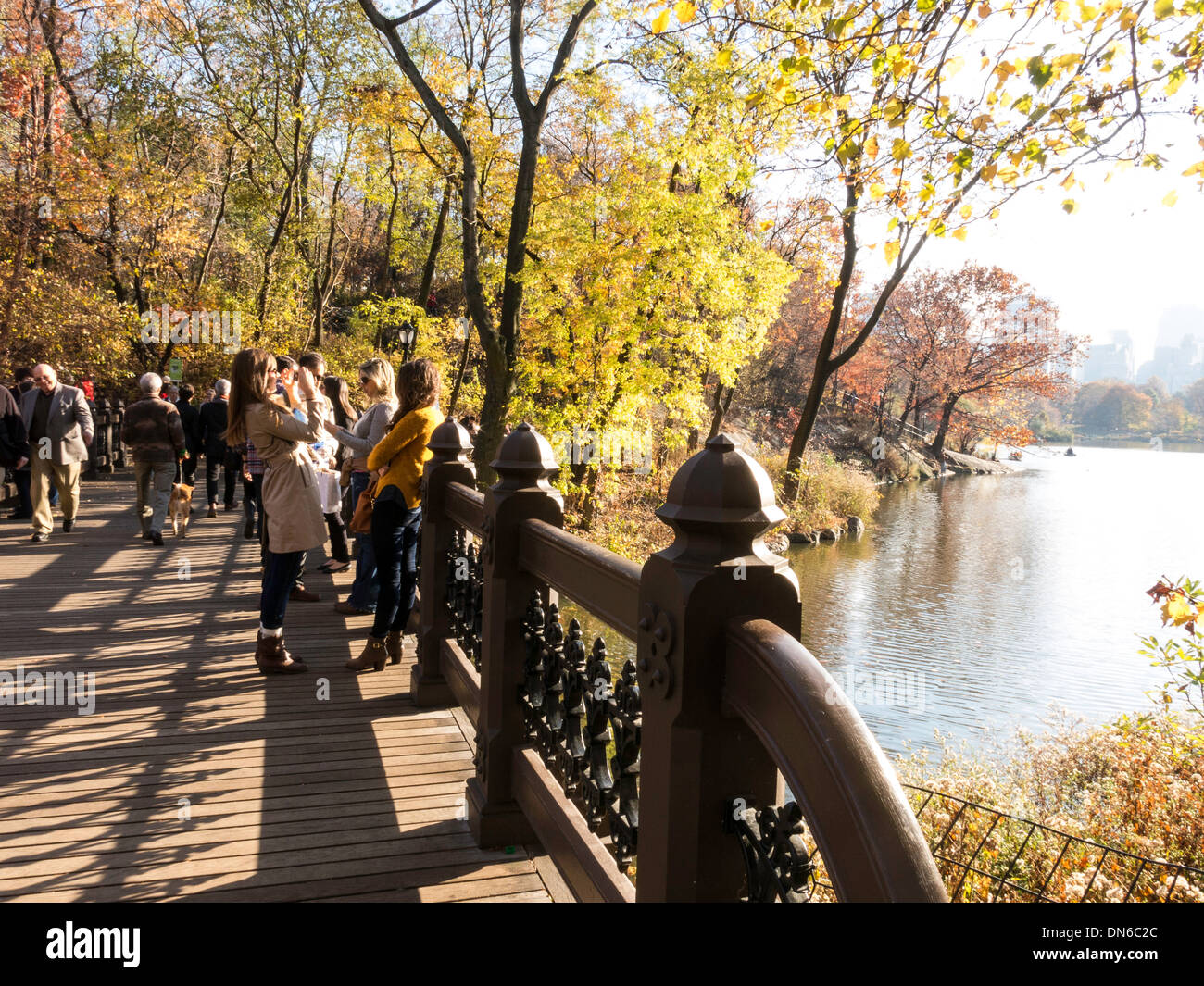 Oak Bridge at Bank Rock Bay, The Lake, Central Park, NYC Stock Photo ...