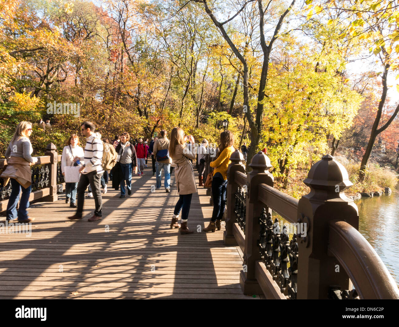 Oak Bridge at Bank Rock Bay, The Lake, Central Park, NYC Stock Photo ...