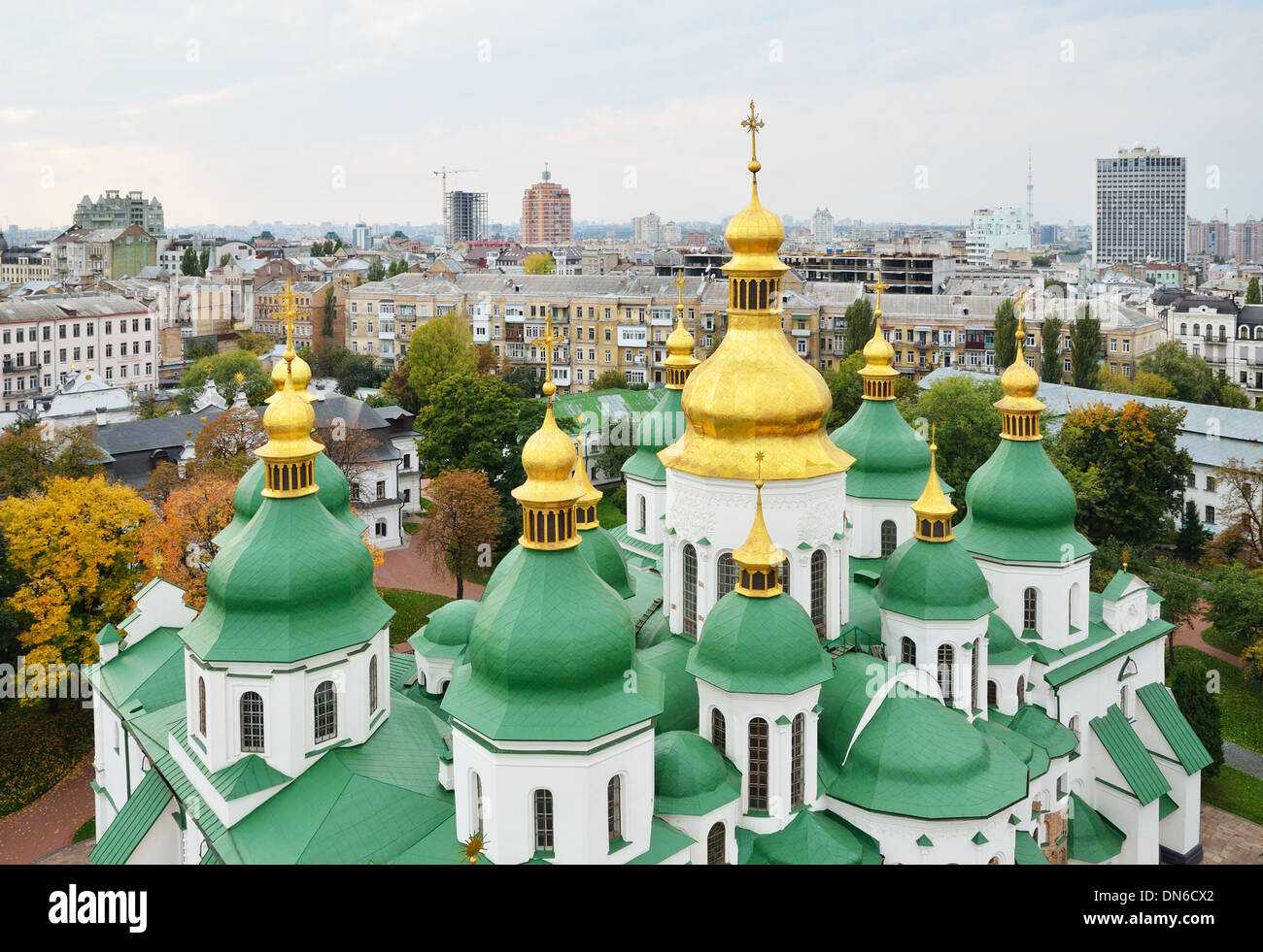 Ancient cathedral against the modern city Kyiv Stock Photo - Alamy