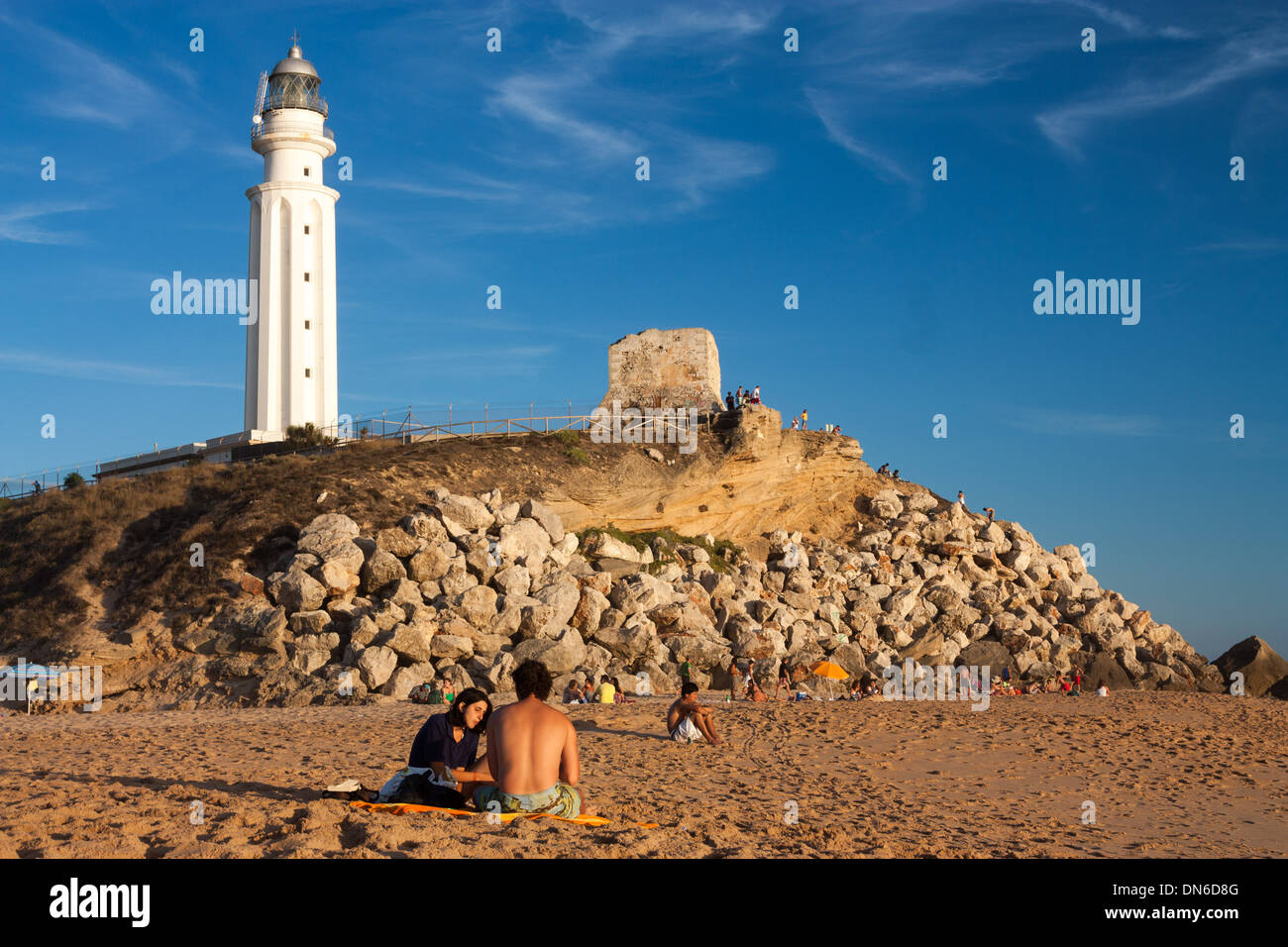Cabo de Trafalgar's Lighthouse and beach. Caños de Meca. Cádiz ...