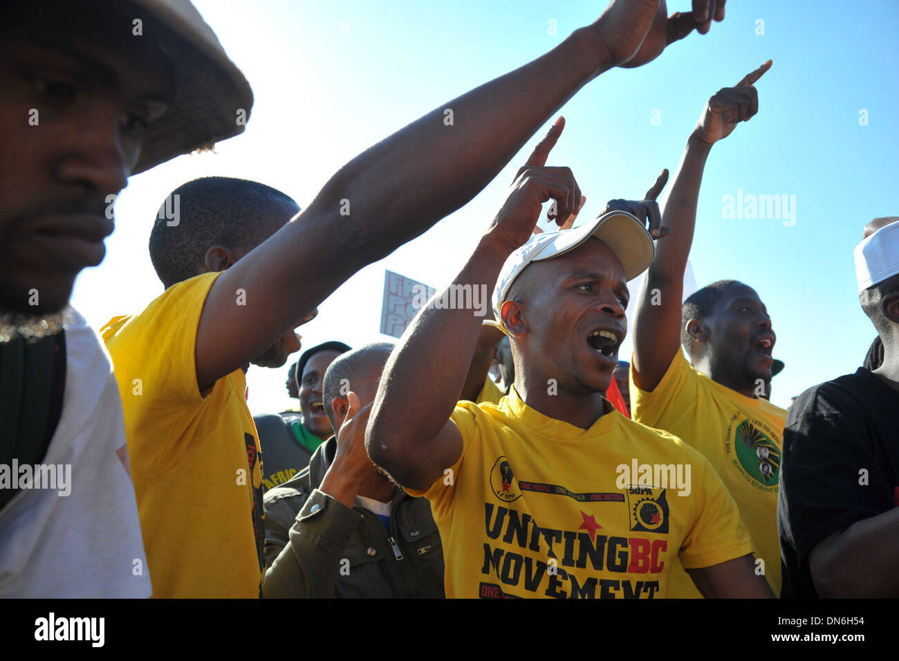 South African protesters chanting at a demonstration Stock Photo - Alamy