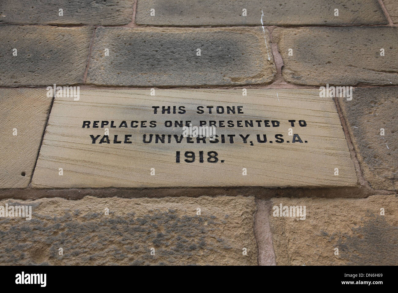 Stone in the churchyard of St Giles in Wrexham. Elihu Yale was a ...