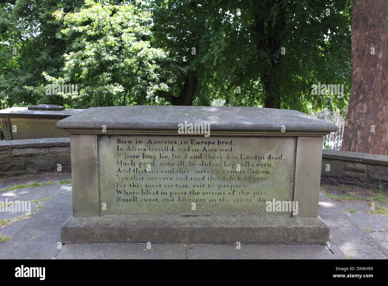 The grave of Elihu Yale at St Giles in Wrexham. Yale was a benefactor ...