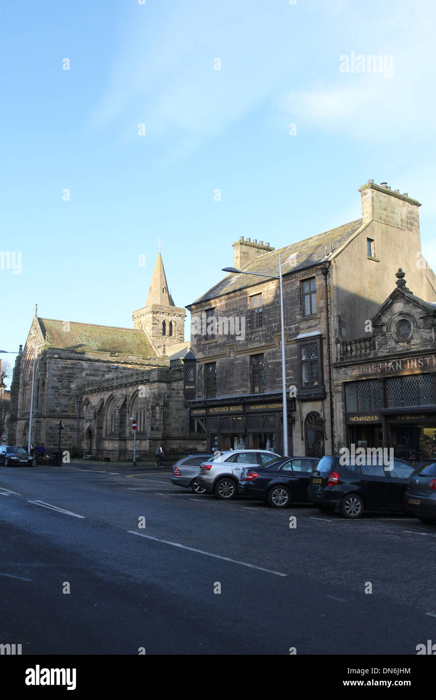 St Andrews street scene with Holy Trinity Church Scotland December 2013 ...