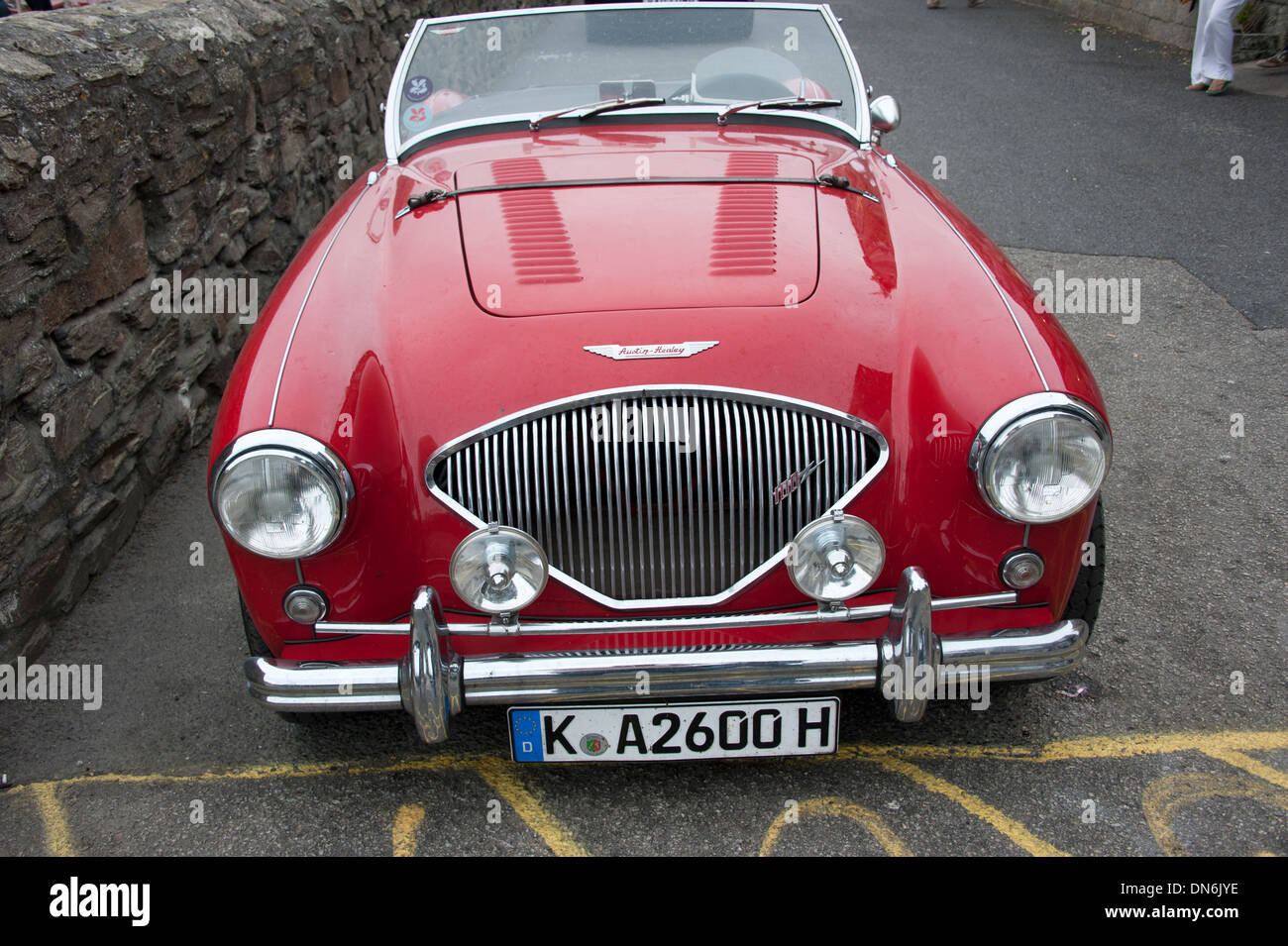 Old Red Austin Healey Classic Vintage Car Stock Photo - Alamy