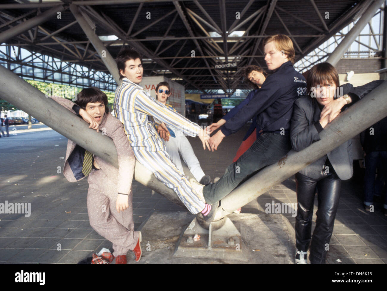 BOOMTOWN RATS UK rock group with Bob Geldof third from right and Johnny ...