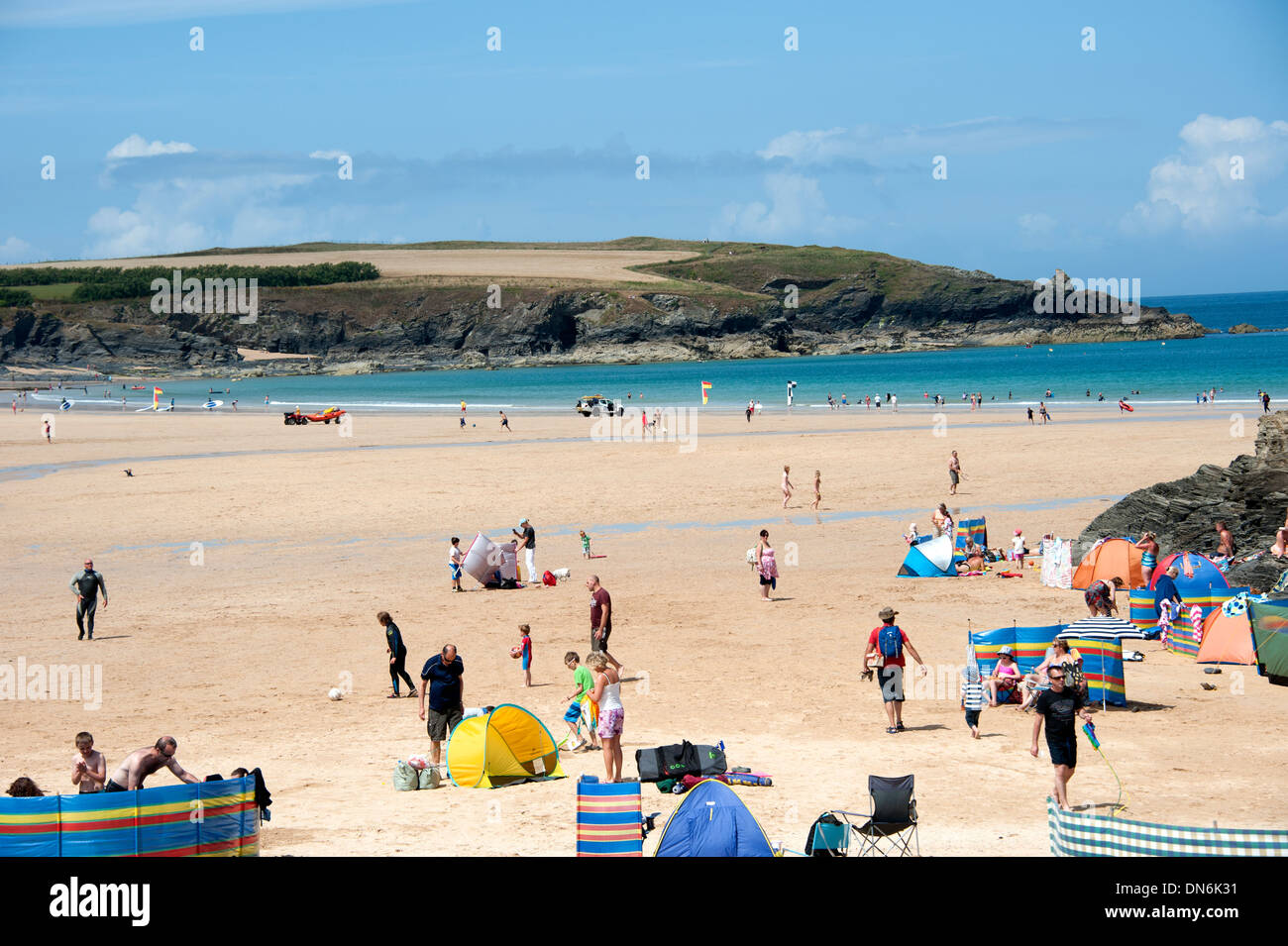 Packed surfers beach Harlyn Bay Cornwall UK Stock Photo - Alamy
