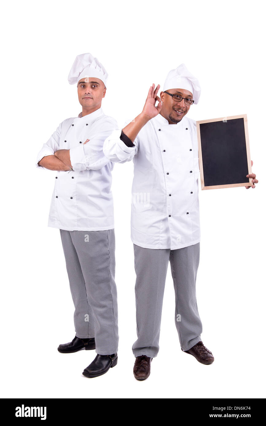 Male chefs team posing isolated on white background Stock Photo - Alamy