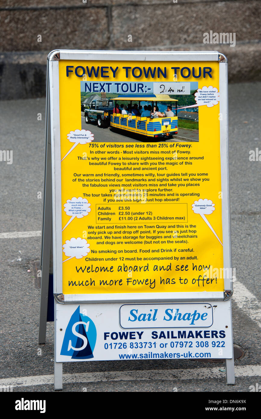 Fowey Town Tour Visitors Sign Sightseeing Cornwall UK Stock Photo - Alamy
