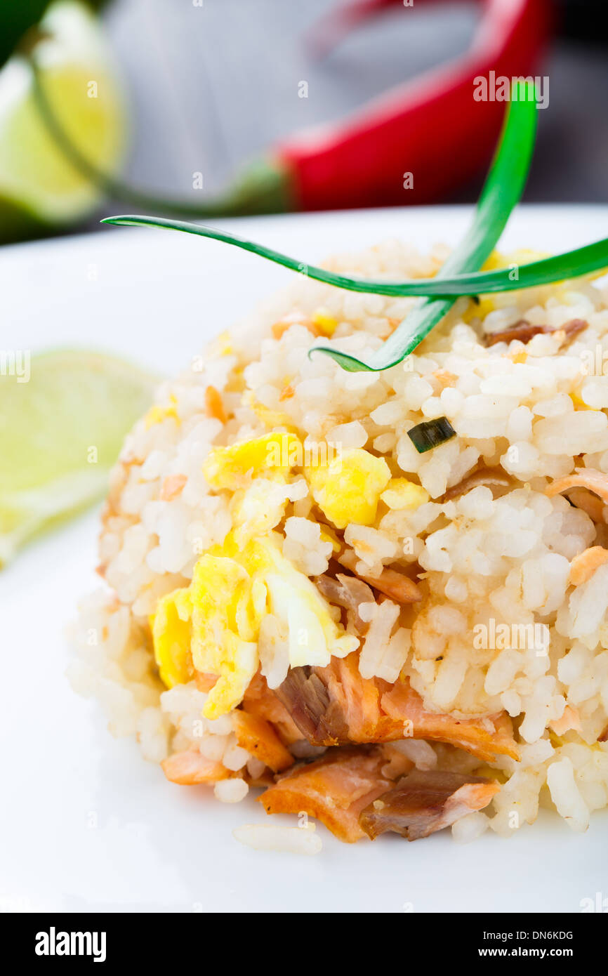 Salmon fried rice Stock Photo - Alamy