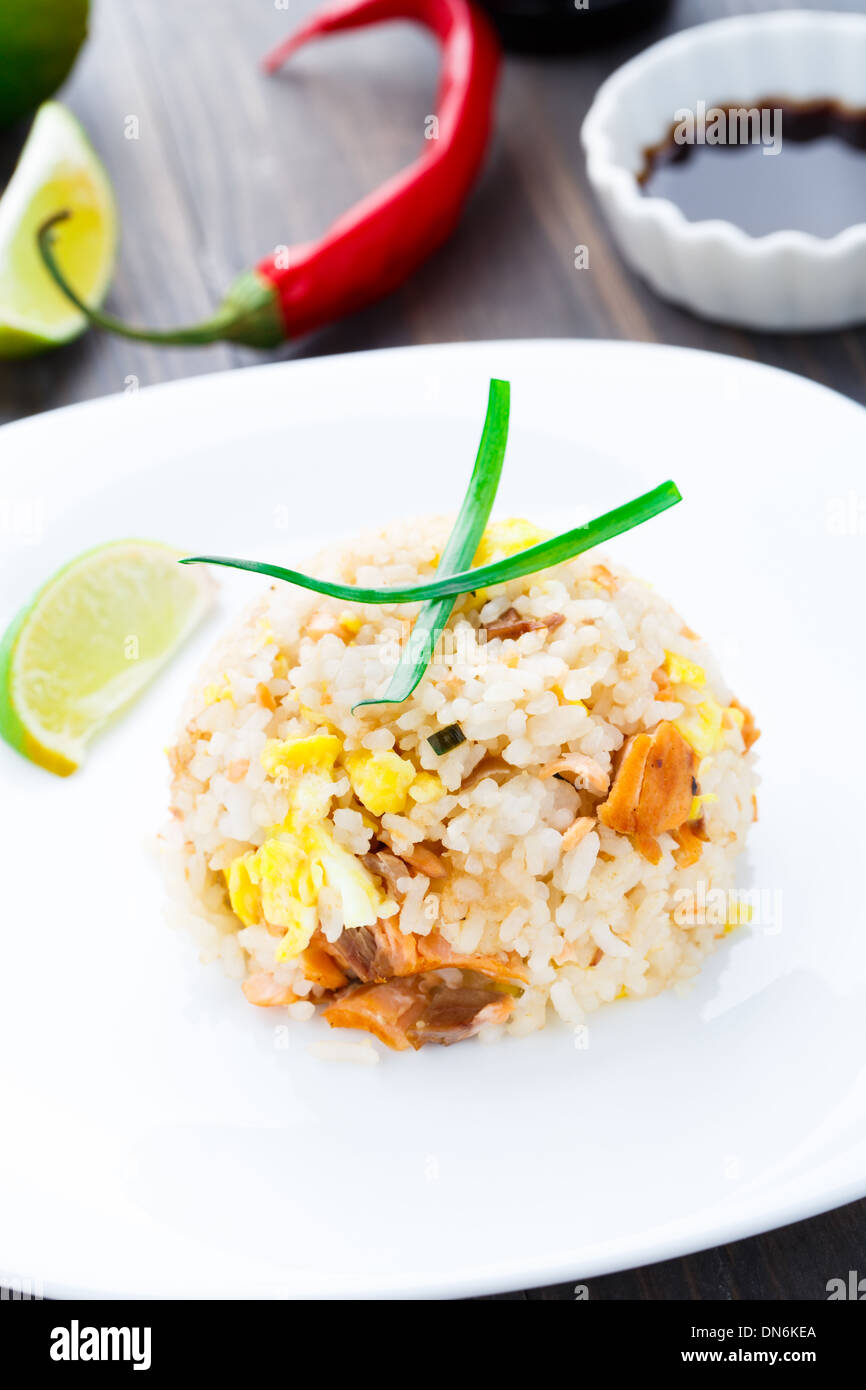 Salmon fried rice Stock Photo - Alamy