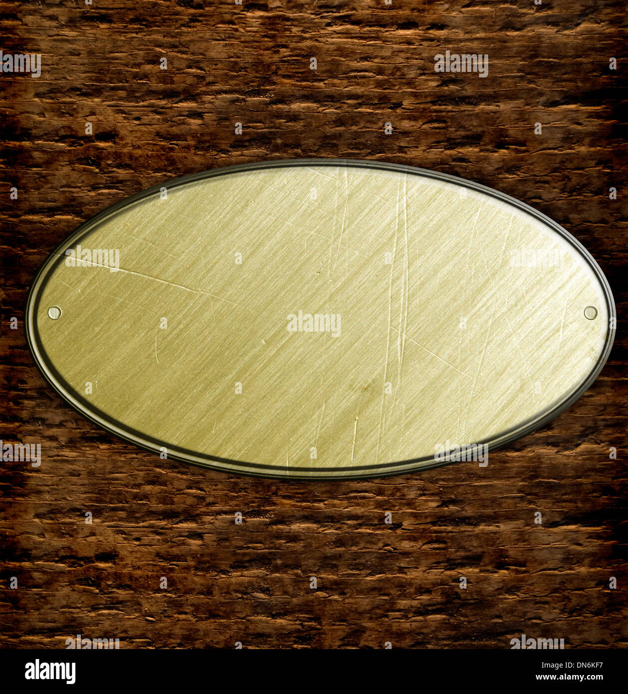 metal sign on wood plank background Stock Photo - Alamy