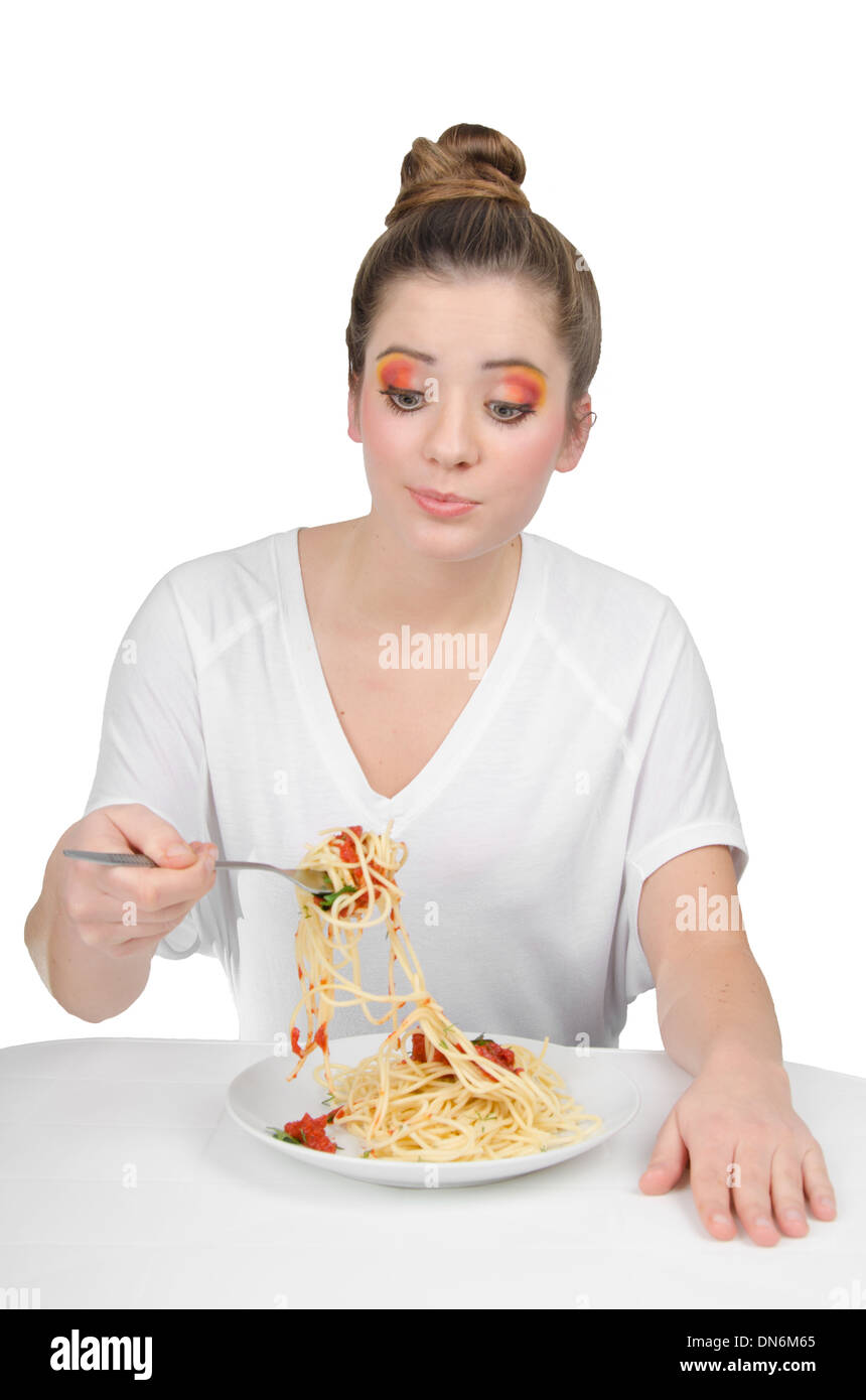 Woman eating pasta face hi-res stock photography and images - Alamy
