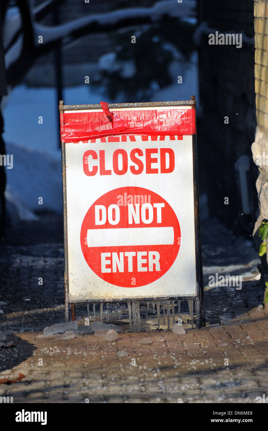 An alley closed due to excessive ice in Canada Stock Photo - Alamy