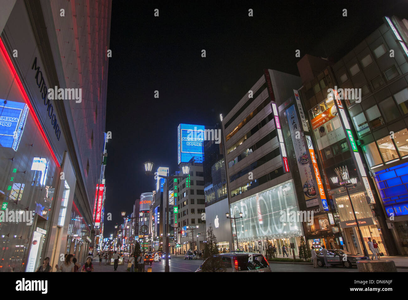 Illuminated Ginza street, full of luxury shops. Tokyo Stock Photo - Alamy