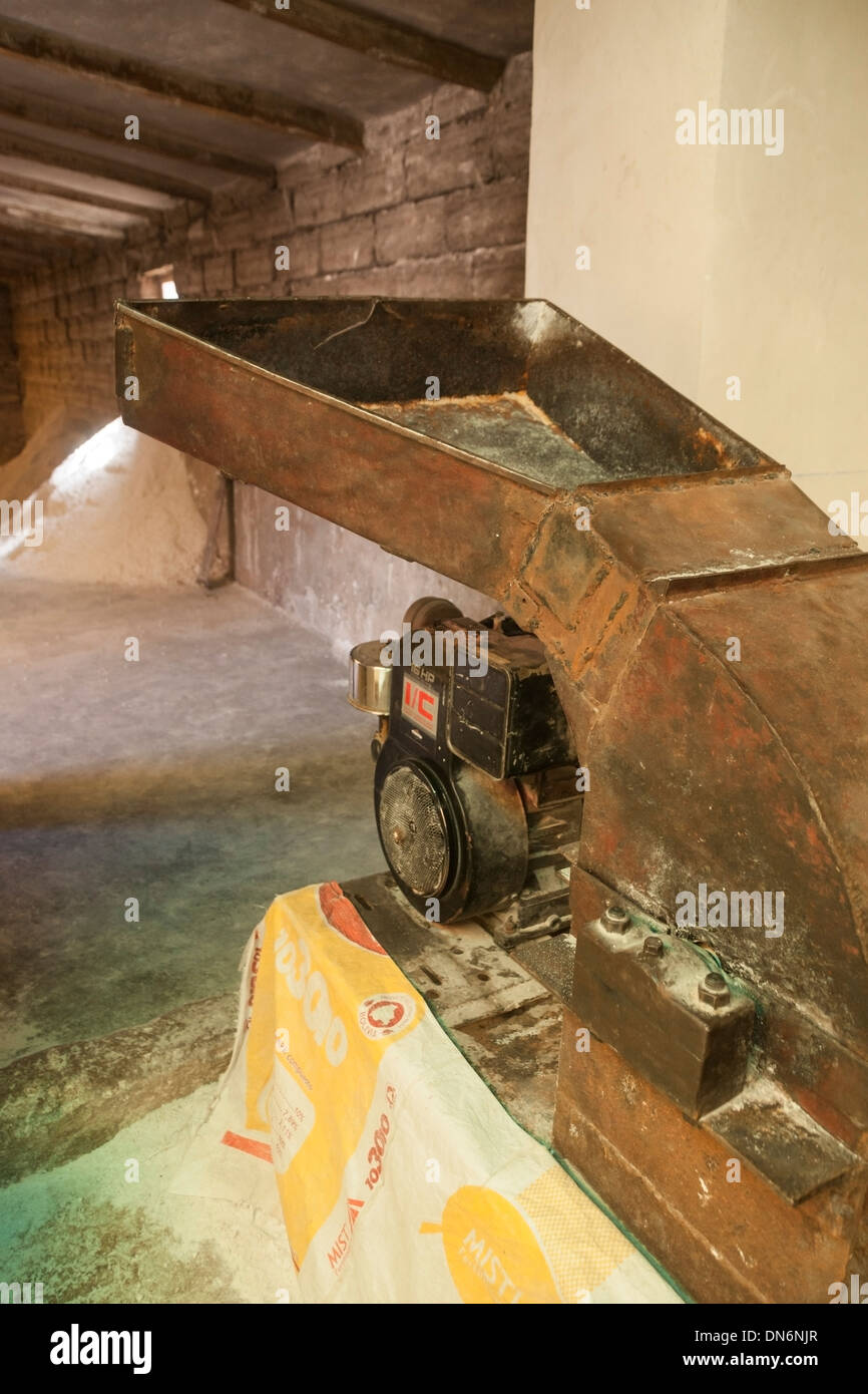 Interior of Salt factory where workers process salt from Salar de Uyuni ...