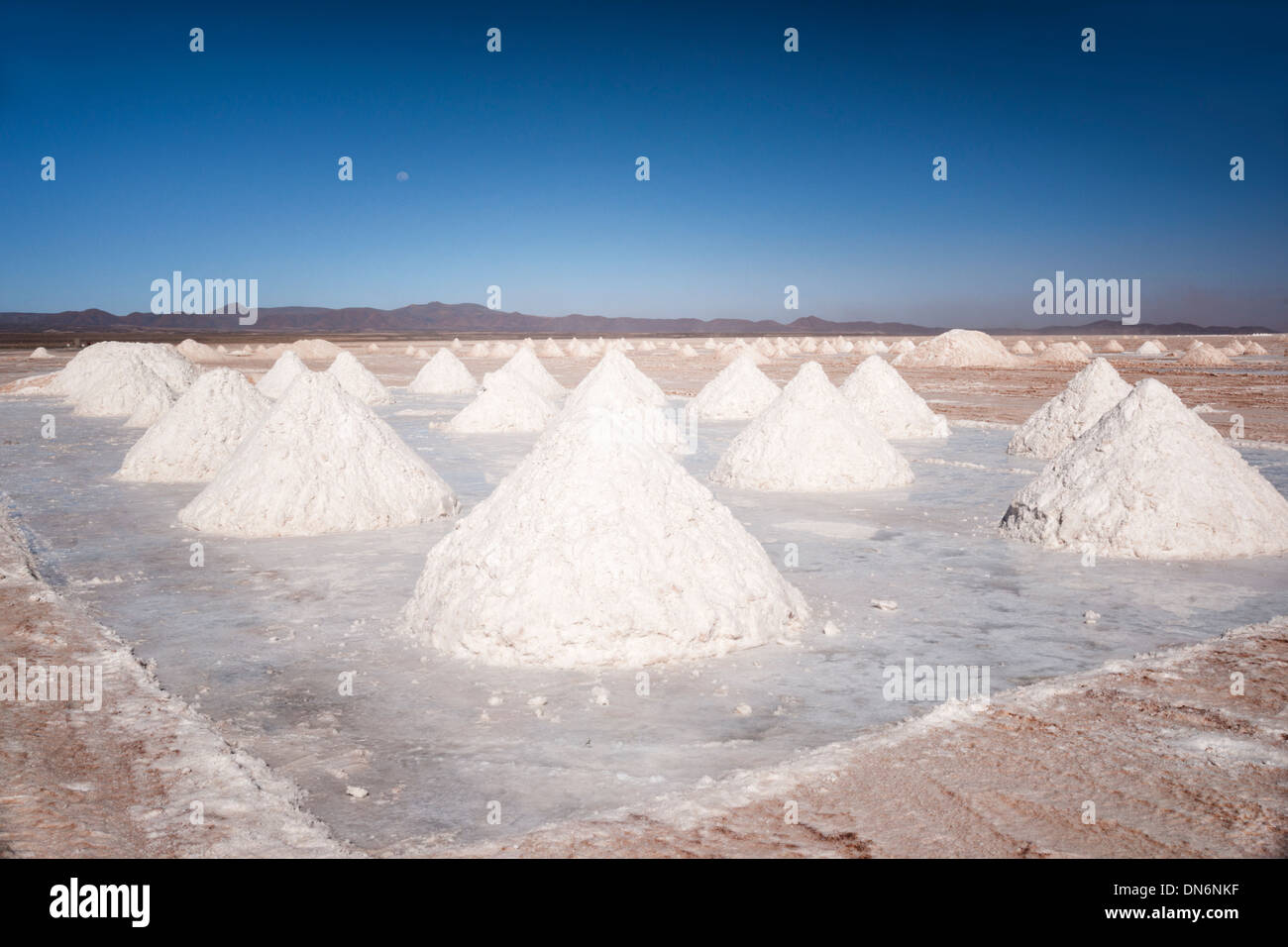 Salt mounds extracted from salt plains, Salar de Uyuni, Colchani ...