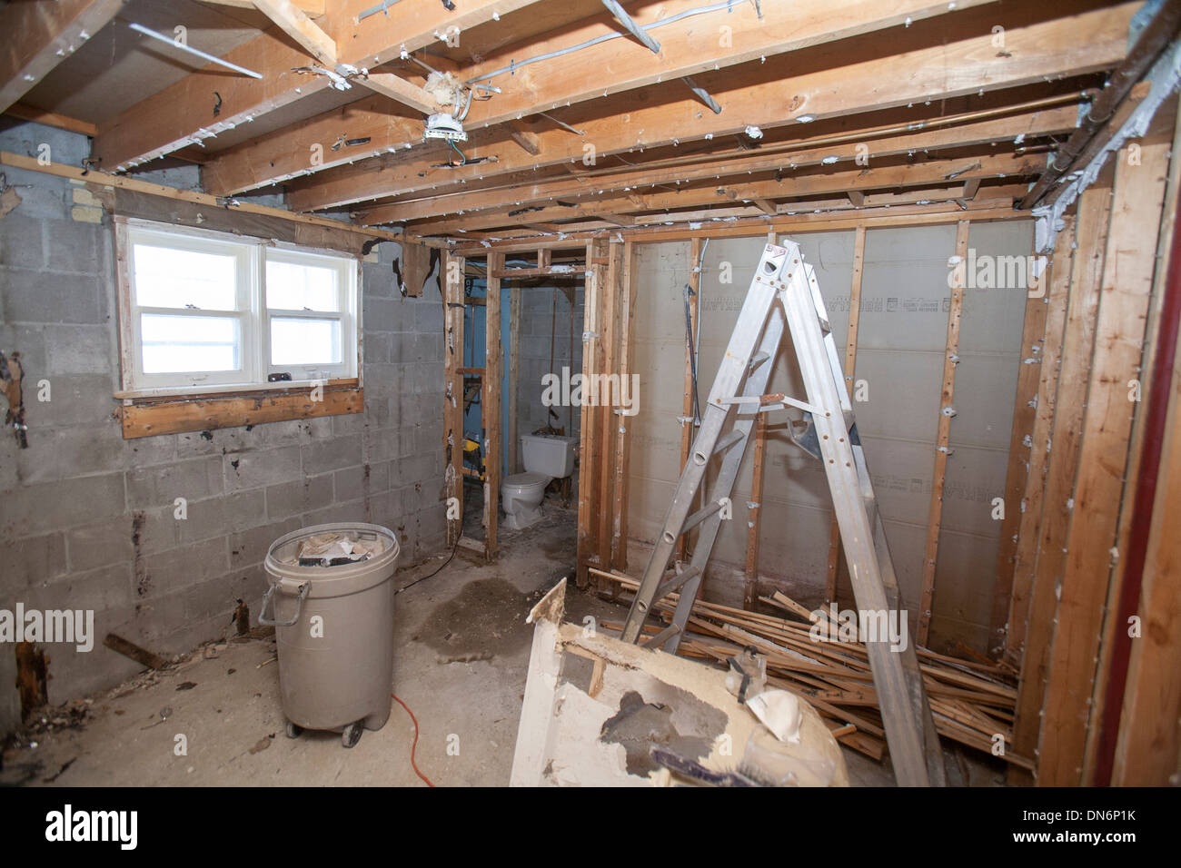 A basement gets gutted for a renovation Stock Photo - Alamy