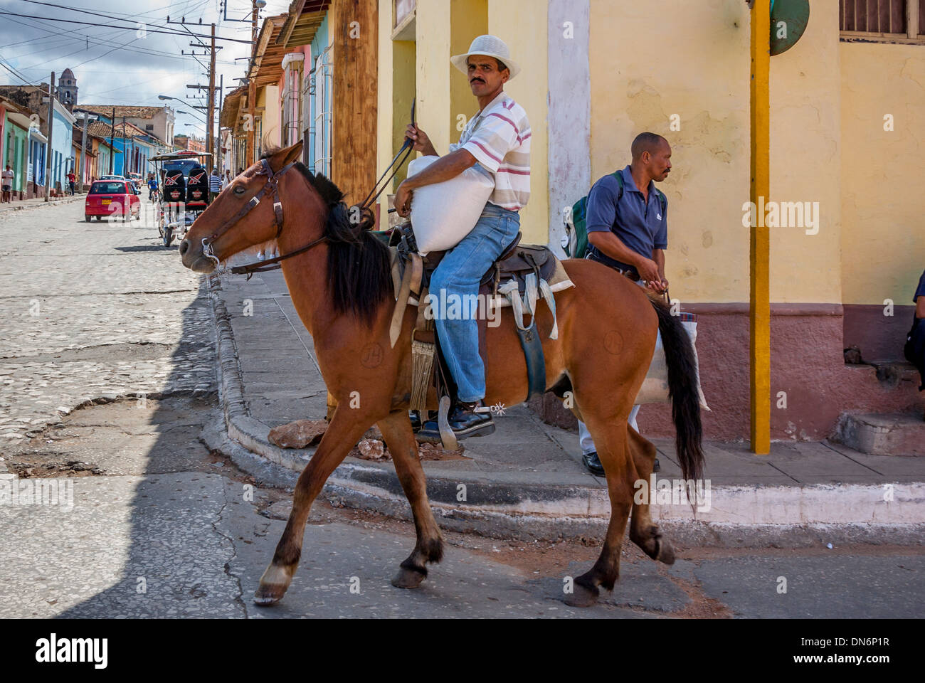 Cuban Man Riding A Horse, Trinidad, Cuba Stock Photo - Alamy