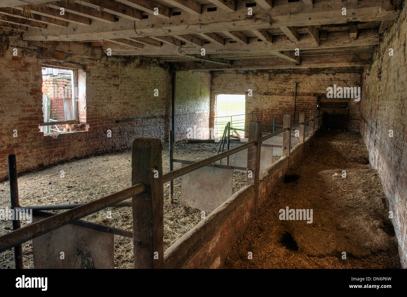 Traditional brick and timber cowhouse, Worcestershire, England Stock ...