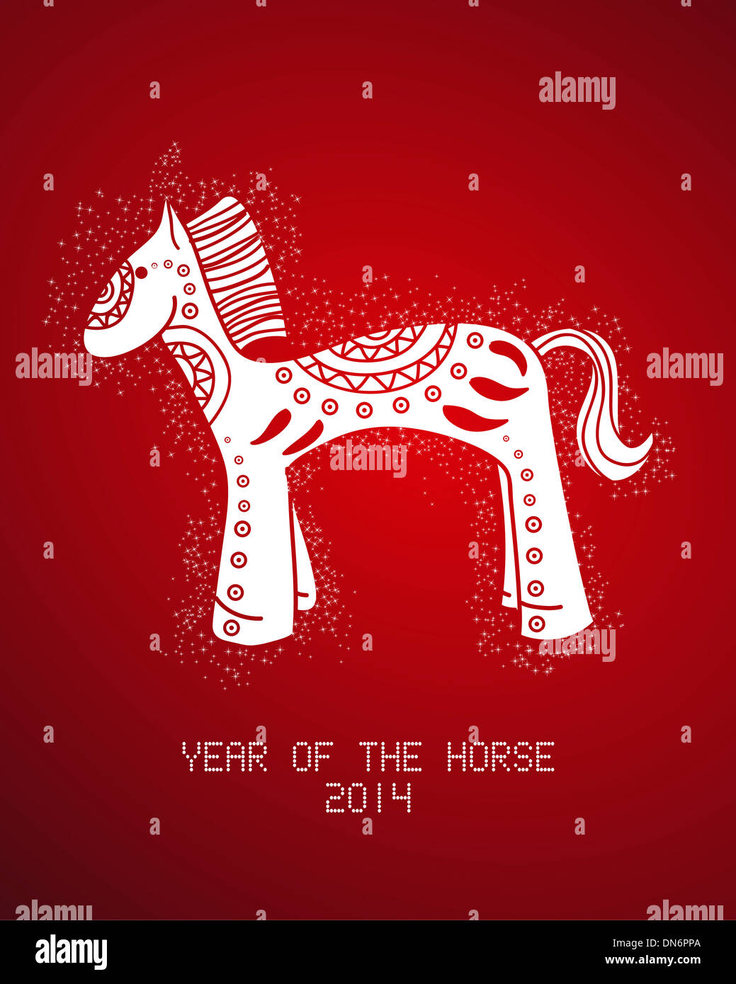 2014 Chinese New Year cute little horse greeting card illustration ...